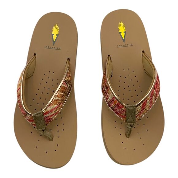 Volatile | Shoes | Volatile Eleanor Thong Wedge Sandal Brownredgold Us ...